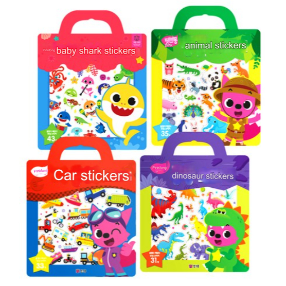 Pinkfong Bag Sticker Best Set of 4 : Baby Shark Sticker + Animal ...