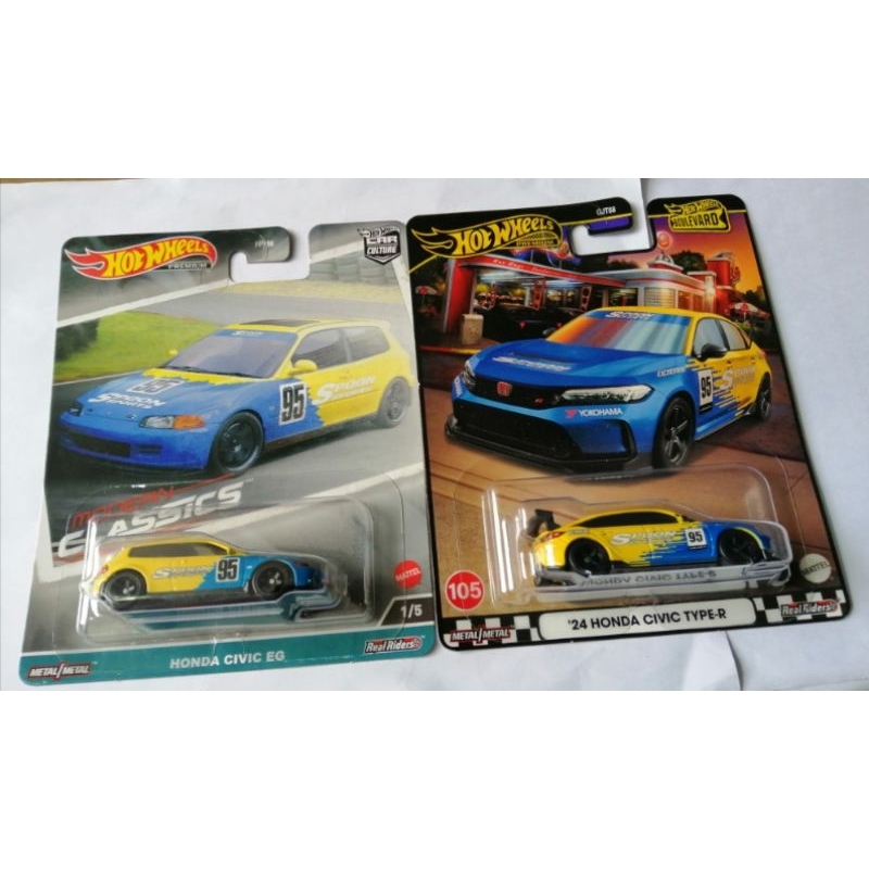 Hotwheels Premium Spoon Design Honda Civic EG, Honda Civic Type R (Free ...