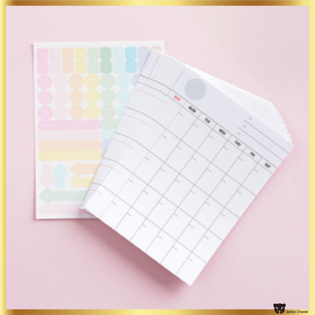Daiso Korea Monthly Calendar Sticker Set - 12 Sheets | Shopee Malaysia