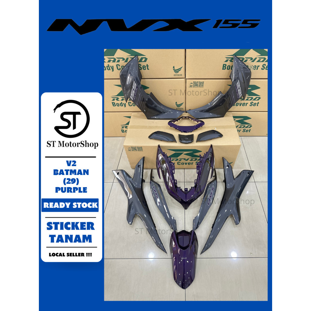 YAMAHA Nvx V2 Aerox-155 Batman (29) Purple Red Cover Set RAPIDO ...