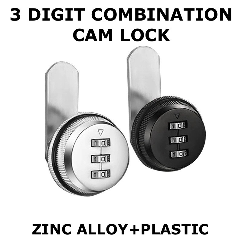 Combination Cam Lock 20mm 3 Digit Number Security Locks Cupboard Drawer ...