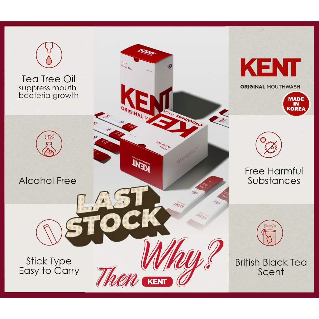[KENT ORIGINAL] Black Tea Mouthwash 15ml (1 box 30 pcs) No Alcohol Non ...