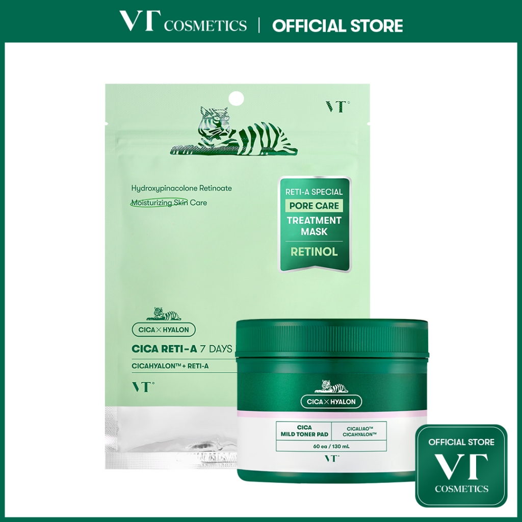 [VTCOSMETICS] Cica RETI-A Seven days mask & CIca Toner Pad 60pcs / CICA cream 100ml | Shopee ...