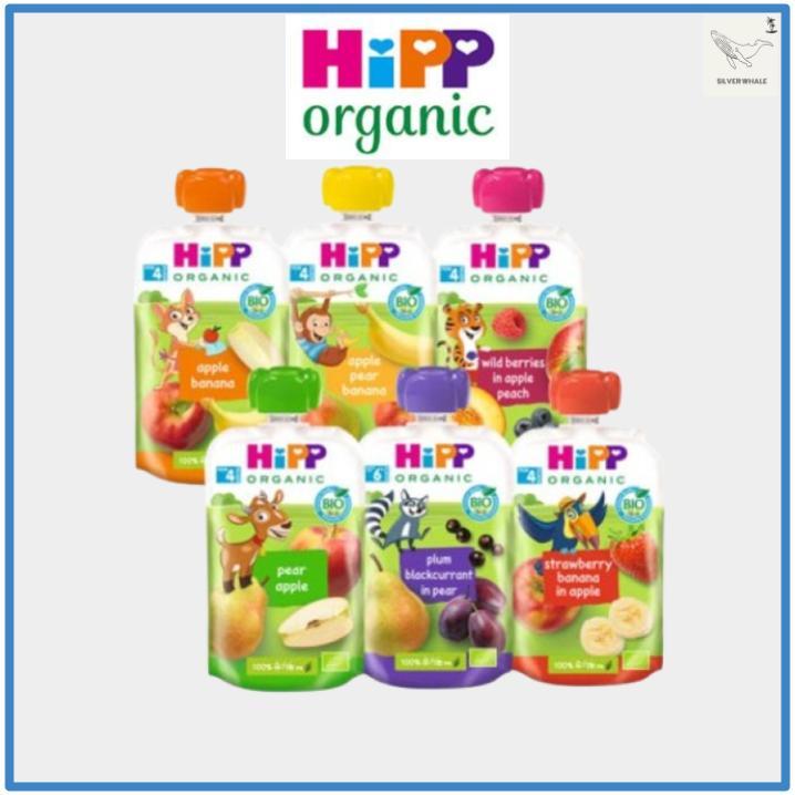 [6-Pack] HiPP Organic Fruit Puree Baby Food Pouches – 100g Each | No ...