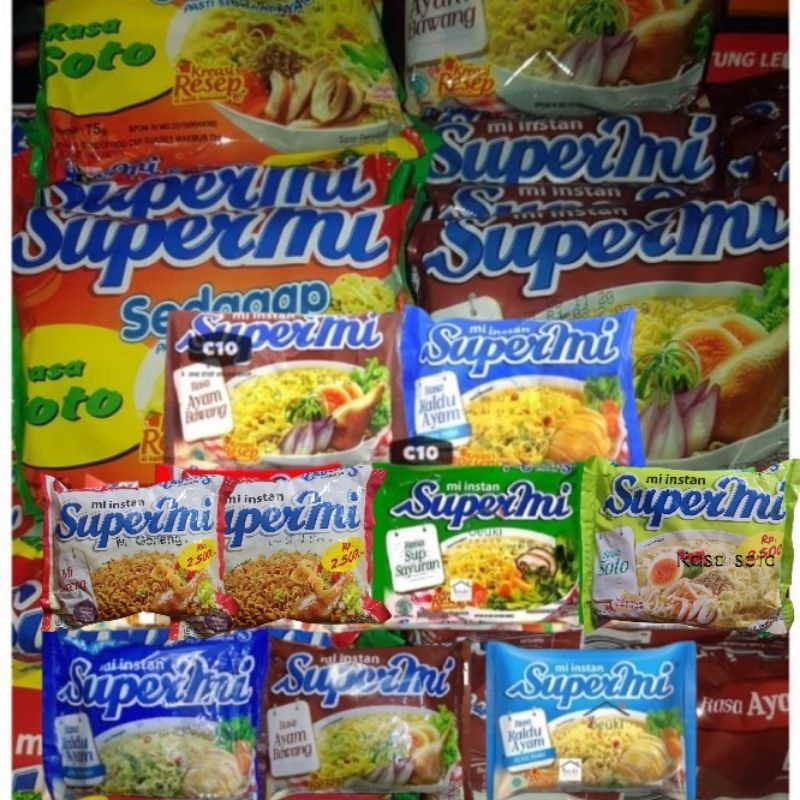 Supermi Mie Instan Kuah & Goreng Smua Varian Rasa Harga untuk 1bks ...