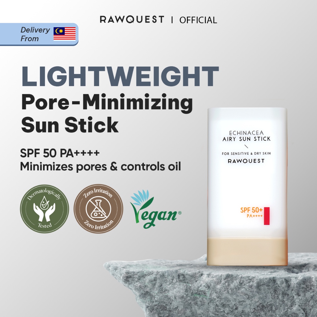 [RAWQUEST] Echinacea Airy & Pore Minimizing Broad Spectrum Sun Stick SPF 50 PA++++ - Lightweight ...