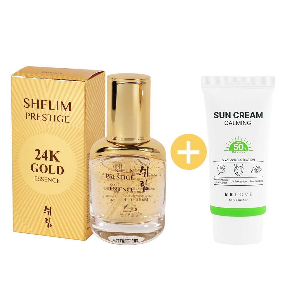 Shelim 24K Gold Prestige Essence 35ml + Be love Calming Sunscreen 50ml ...