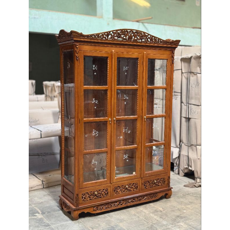 ALMARI HIASAN KAYU JATI ALMARI HIASAN KAYU JATI INDONESIA 1;2;3;4 PINTU ...