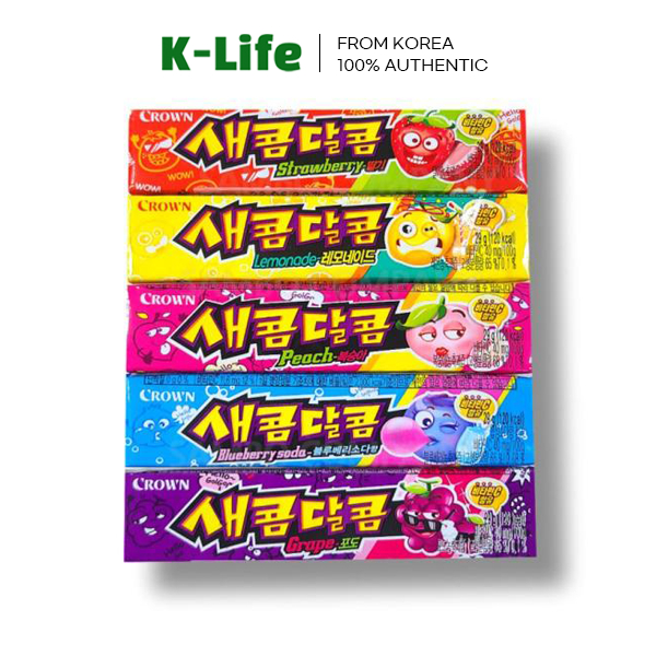 CROWN｜ Sweet and Sour Chewing Candy 29g｜Strawberry / Lemonade / Peach ...