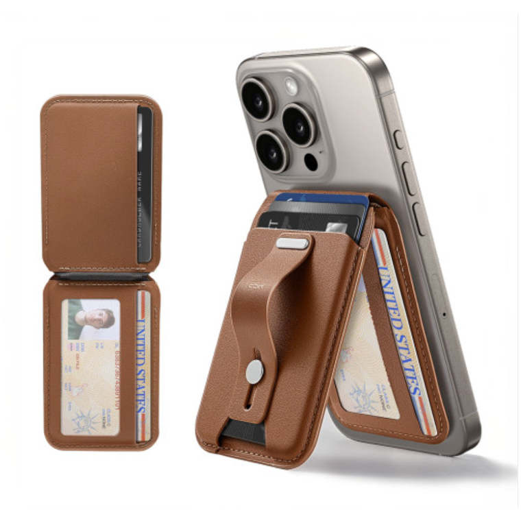 ESR - HaloLock 2 in 1 magnetic card wallet with finger grip stand for phone / black brown ...