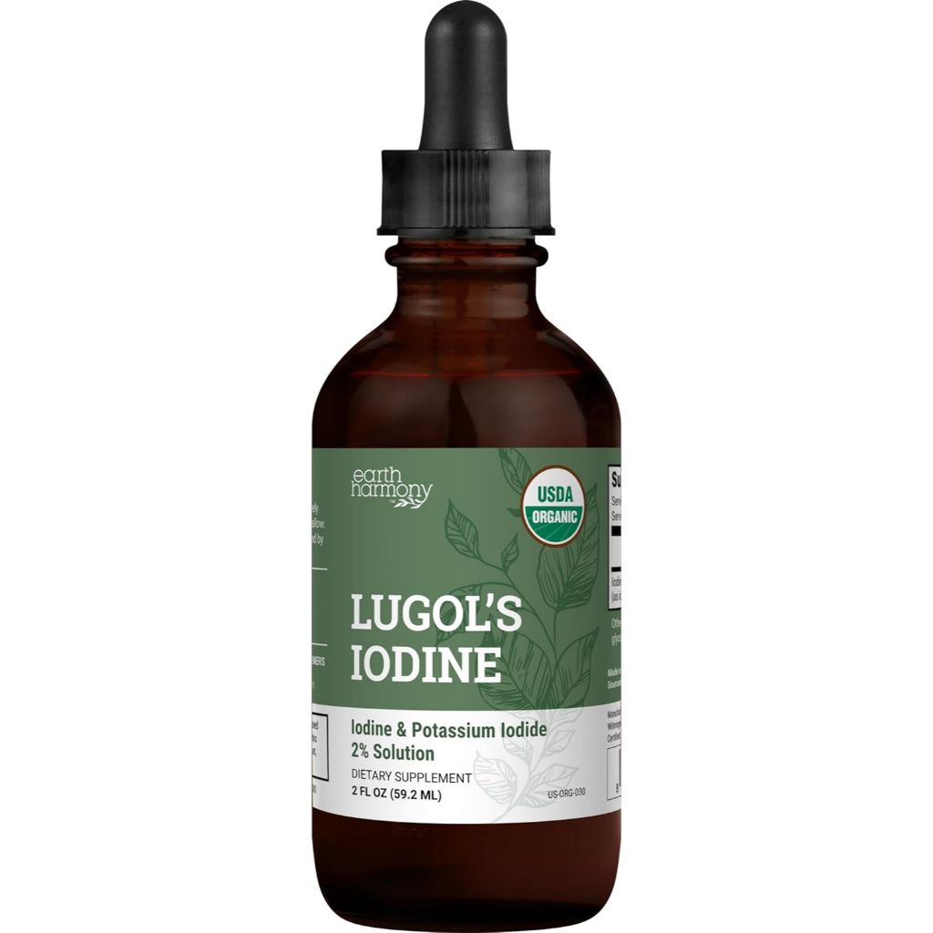 Organic Lugol's Iodine, 2oz Iodine and Potassium Iodide 2% Solution 3000 mcg - Liquid Supplement ...