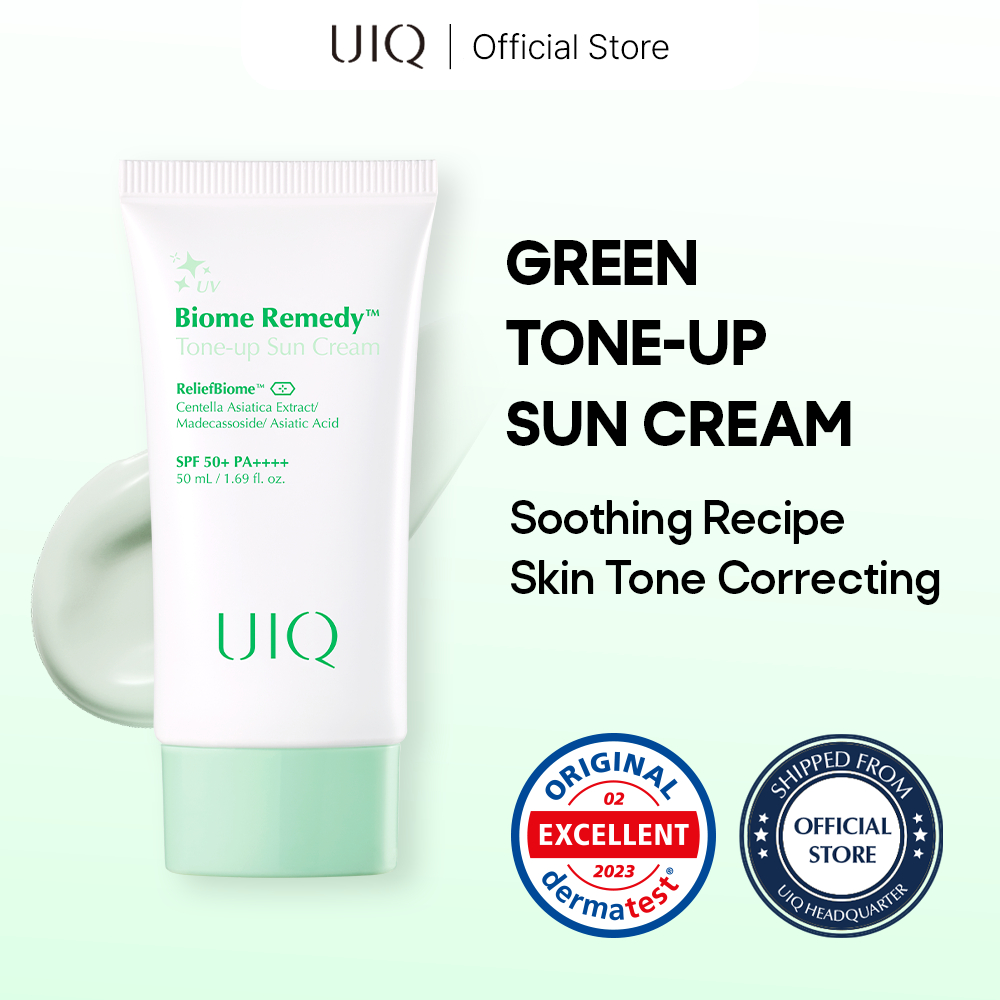 [UIQ OFFICIAL] Biome Remedy™ Tone-up Sun Cream Green 50ml, SPF50+ PA+++++, 24hrs Lasting Tone-up ...