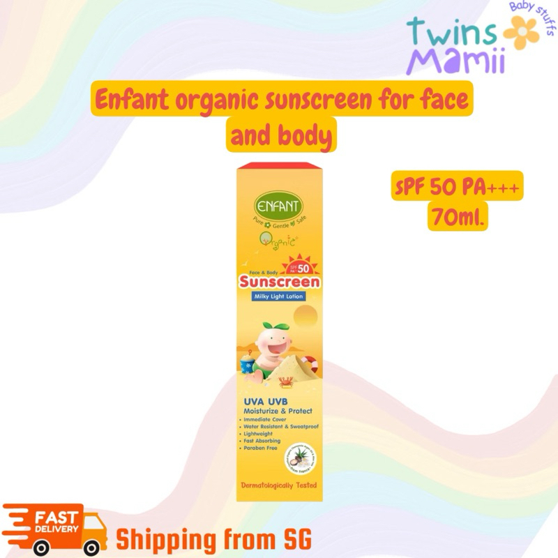 ENFANT Organic Plus Face & Body Sunscreen Milky Light Lotion SPF 50PA ...