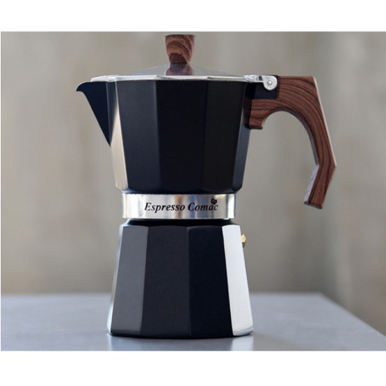 Comac Espresso Coffee Maker Moka Pot 6 Cup Capacity, Black 1 Piece ...