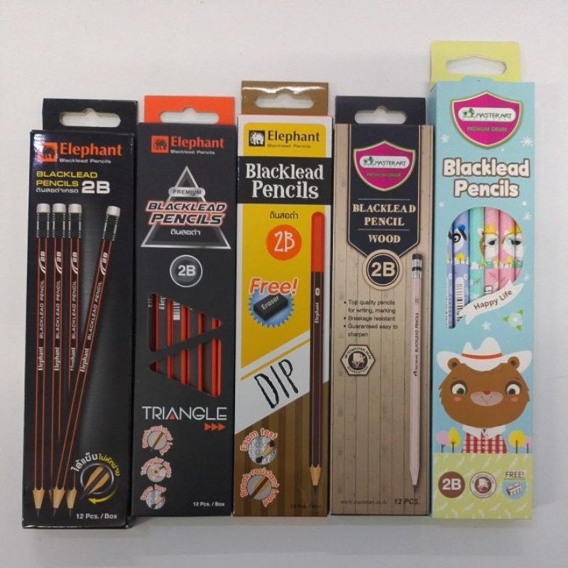 Master Art 2B pencil blacklead wood 12pcs Fancy Triangle Elephant ...