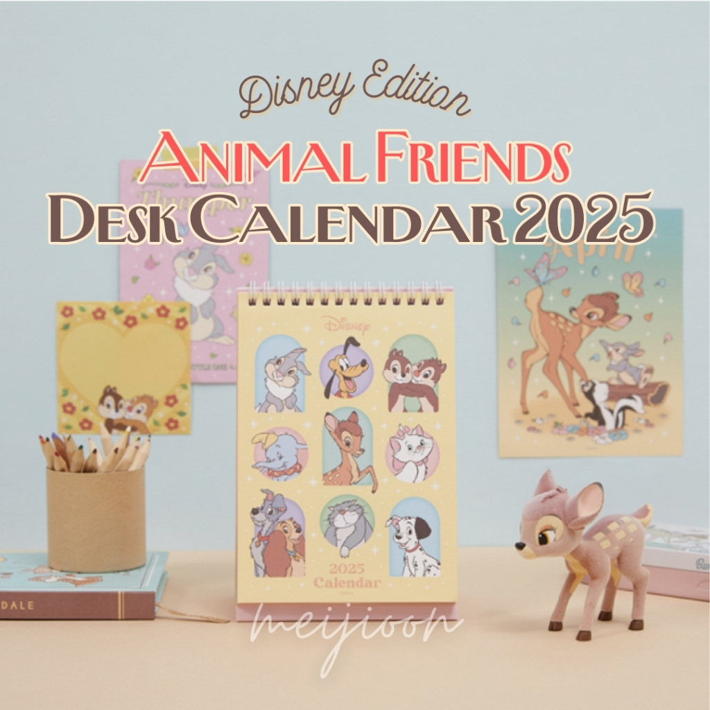 ♥from KOREA♥ Disney Animals, 2025 Desk Calendar/Chip'N Dale, Bambi ...