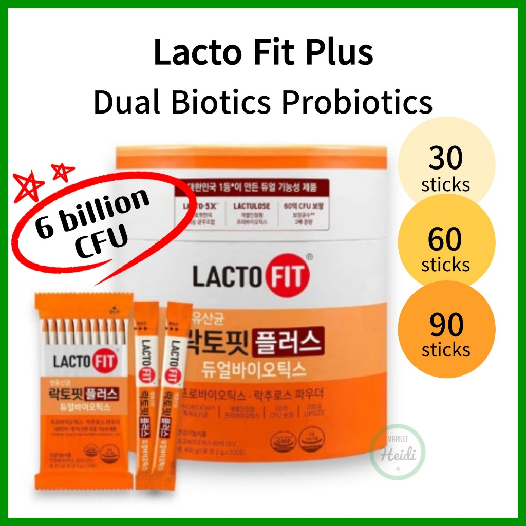 KOREA 🇰🇷 Lacto Fit Plus Dual Biotics Probiotics Powder (30/60/90pcs ...