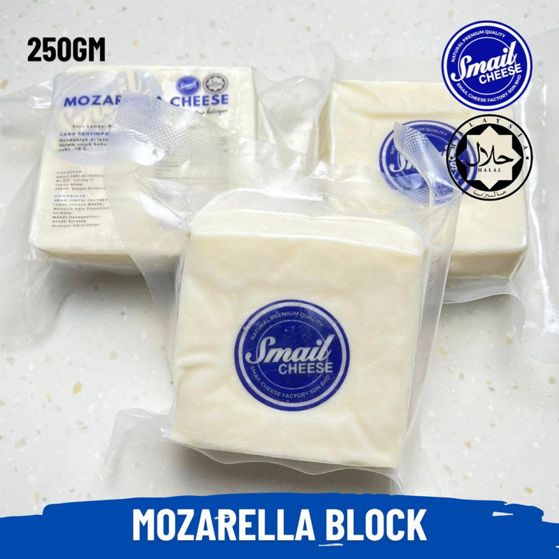 HALAL CHEESE [250GM +/-] MOZARELLA CHEESE BLOCK HALAL MUSLIM 100% ...