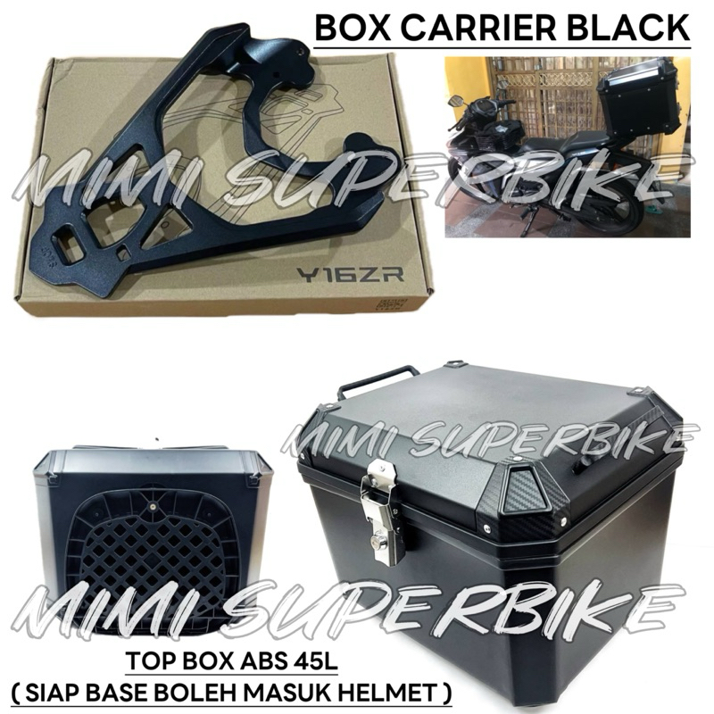 YAMAHA Y16ZR Y16 V1 V2 ABS ALLOY BOX CARRIER BLACK HEAVY DUTY & TOP BOX ...