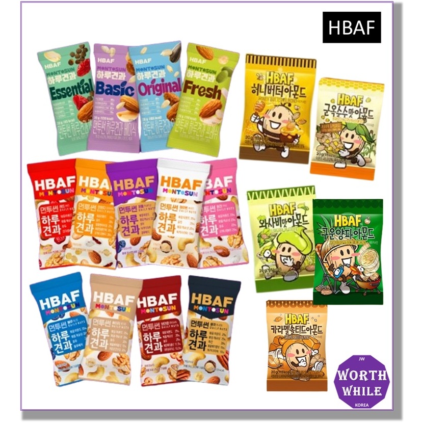 HBAF Honey Butter Almond +22 Flavor, Mixnut, MonToSun/20g~40g, hbaf Mini /Korean Seasoned Almond ...