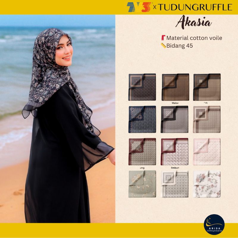 Tudung Ruffle AKASIA TV3 & MERAKI | Bawal COTTON voile bidang 45 White ...