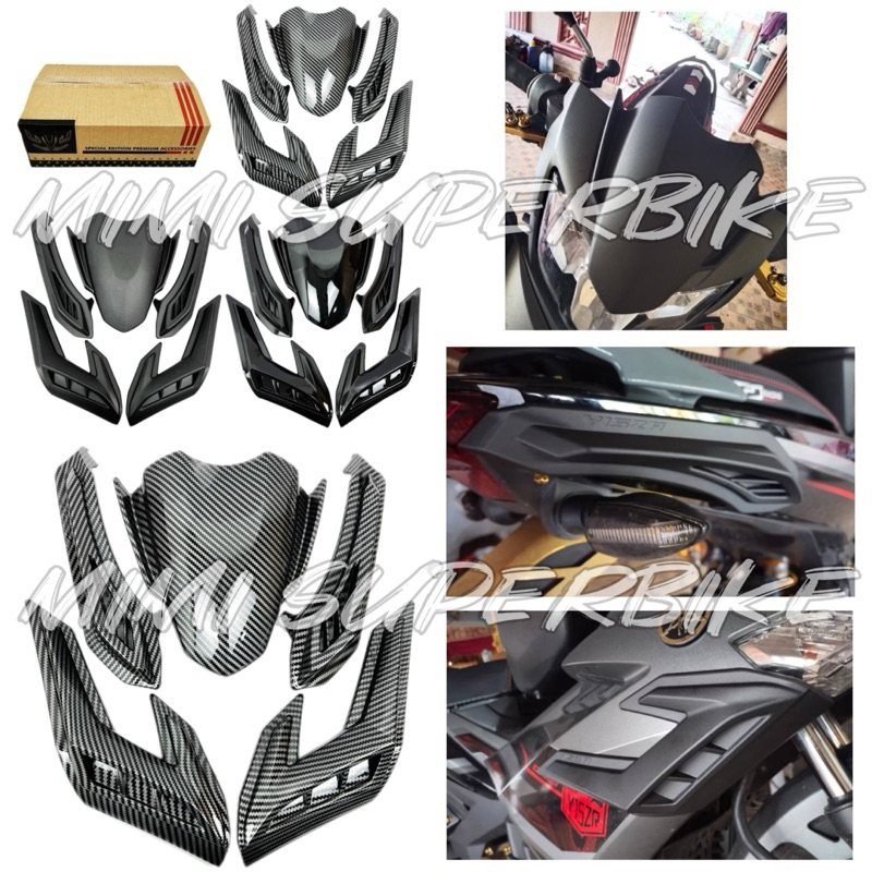 YAMAHA Y15ZR Y15 V2 VISOR & FAIRING BODY COVER SET COLOUR BLACK MATTE ...