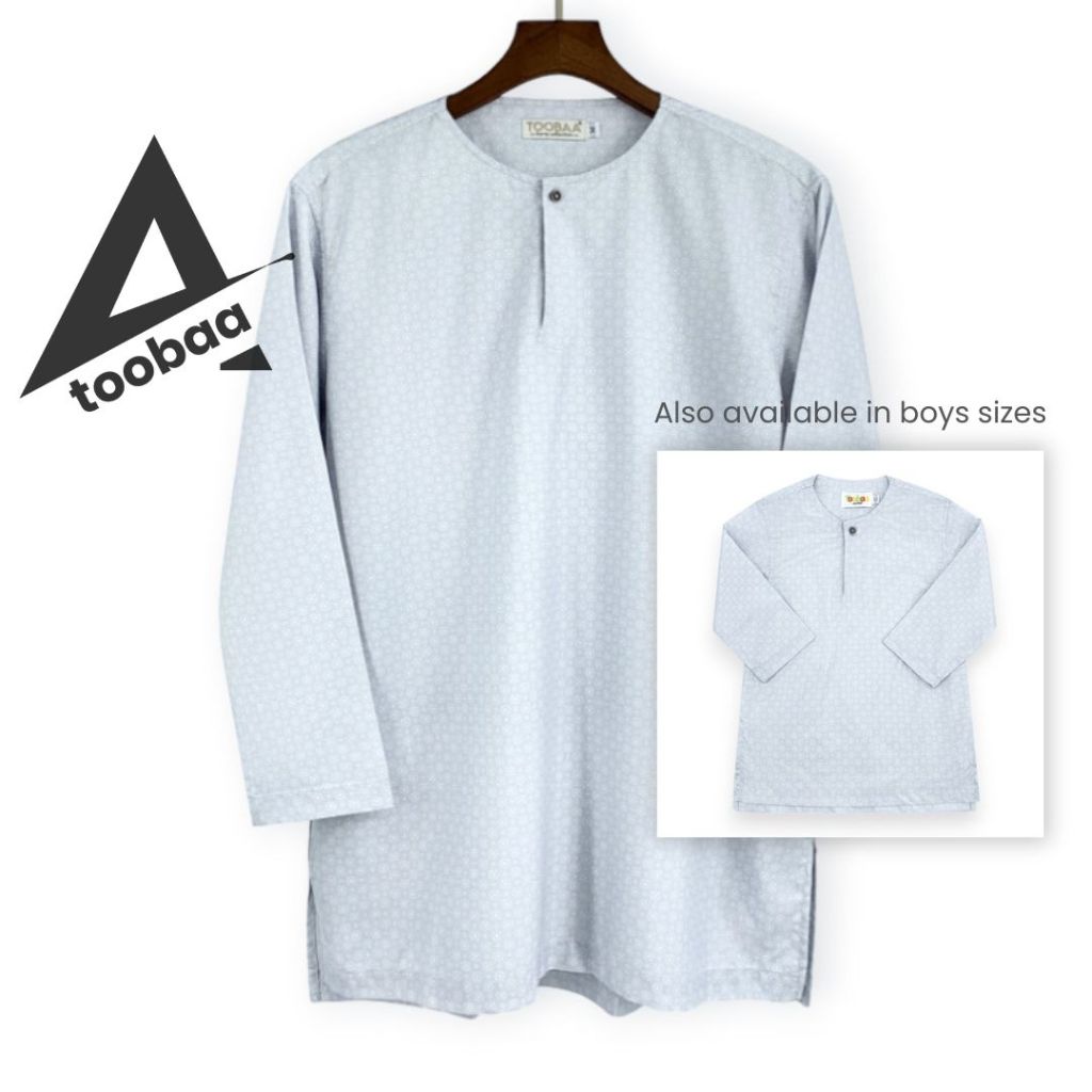Men & Boys Kurta Inara - Silver by Toobaa (Baju Batik Lelaki) | Shopee ...