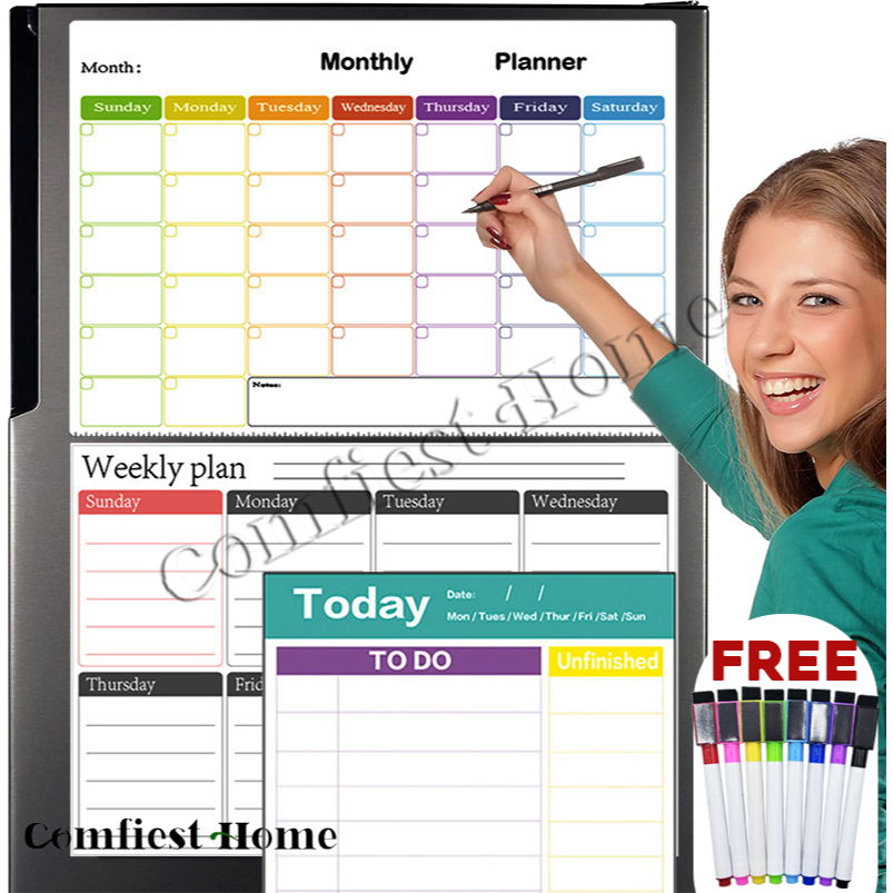 Fridge Magnetic Whiteboard A3 Size Board Calendar Planner Marker ...