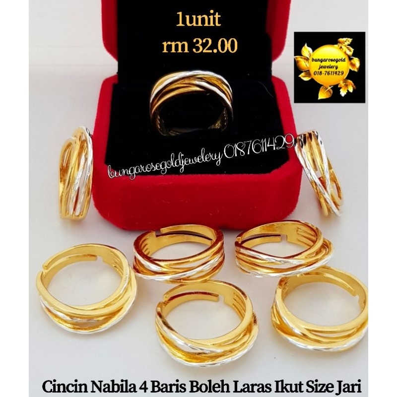 🔥Cincin Nabila Boleh Laras Ikut Size Jari Suasa Cop 916 💯Persis Ori💯 ...