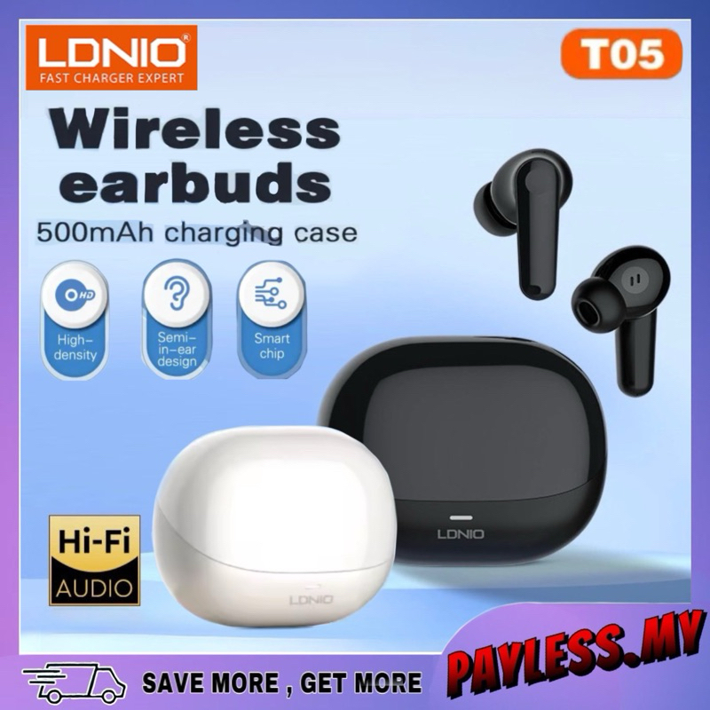 LDNIO T05 Wireless Earbuds Bluetooth 5.3 Gaming Headset Low Latency ...