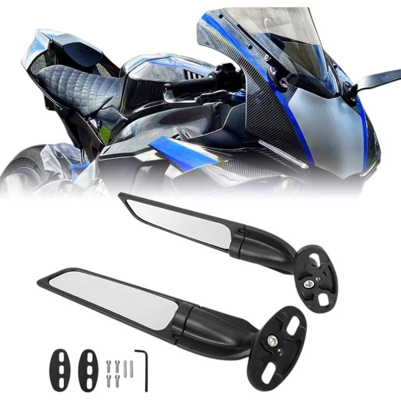 SIDE MIRROR WINGLET UNIVERSAL KAWASAKI YAMAHA HONDA REAR VIEW MIRROR ...