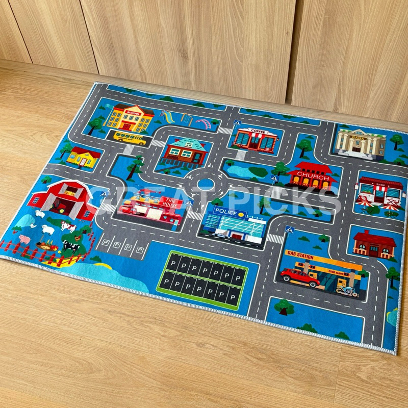 city Road map carpet playmat rug nordic floormat (120x80cm) ideal for ...