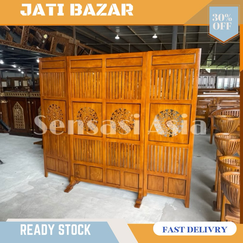 Partition Kayu Jati Original | Pembahagi Ruang Kayu Original Wood ...