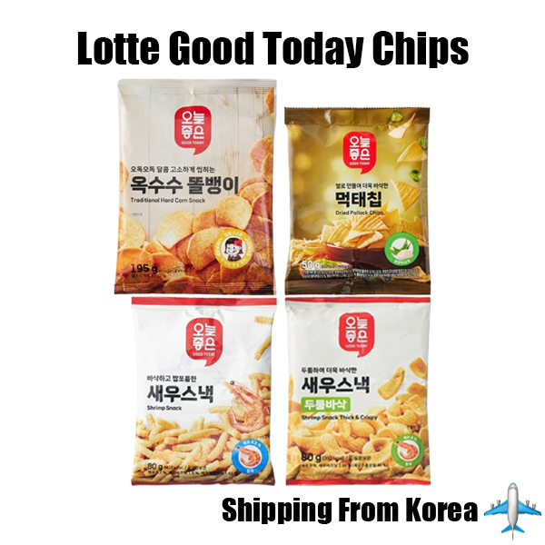 [Lotte] Good Today Korean NEW Snacks Korean Snacks｜Meoktaechips 50g / Corn Ttobbaengi 195g ...