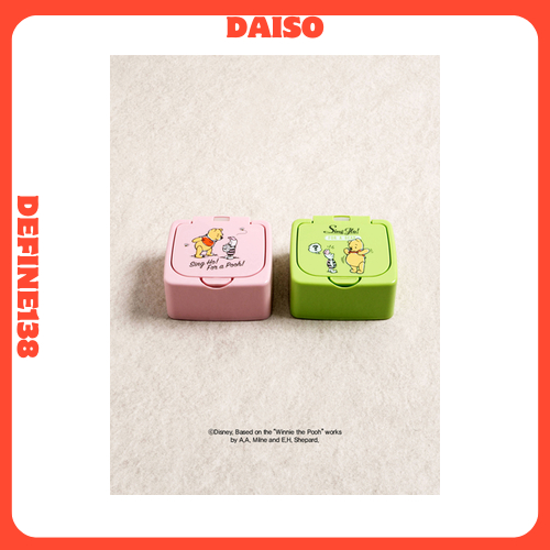Daiso Disney Winnie the Pooh One-Touch Storage Box (Green / Pink ...