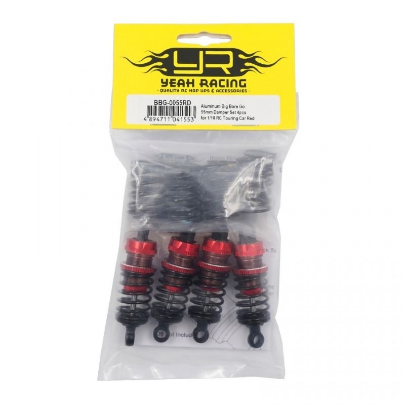 Yeah Racing BBG-0055RD Aluminum Big Bore Go 55mm Damper Set 4pcs for 1/ ...
