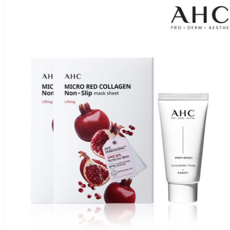 AHC Micro Red Collagen Stick-On Mask 33ml (10 Sheets) x 2 + Cleansing ...