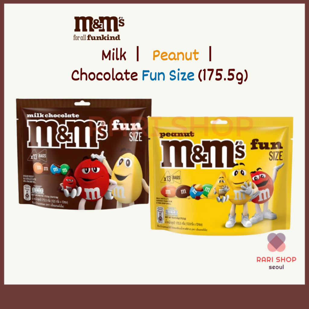 [M&M'S] Milk Chocolate Fun Size (175.5g) l Peanut Fun size Chocolate ...