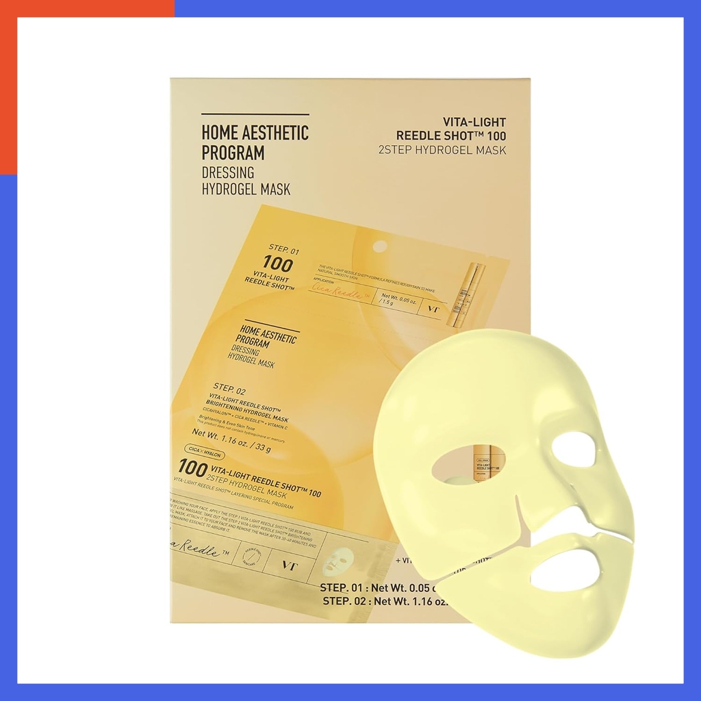 VT COSMETICS Vita-Light Reedle Shot 100 2-Step Hydrogel Mask(34.5gx4ea ...