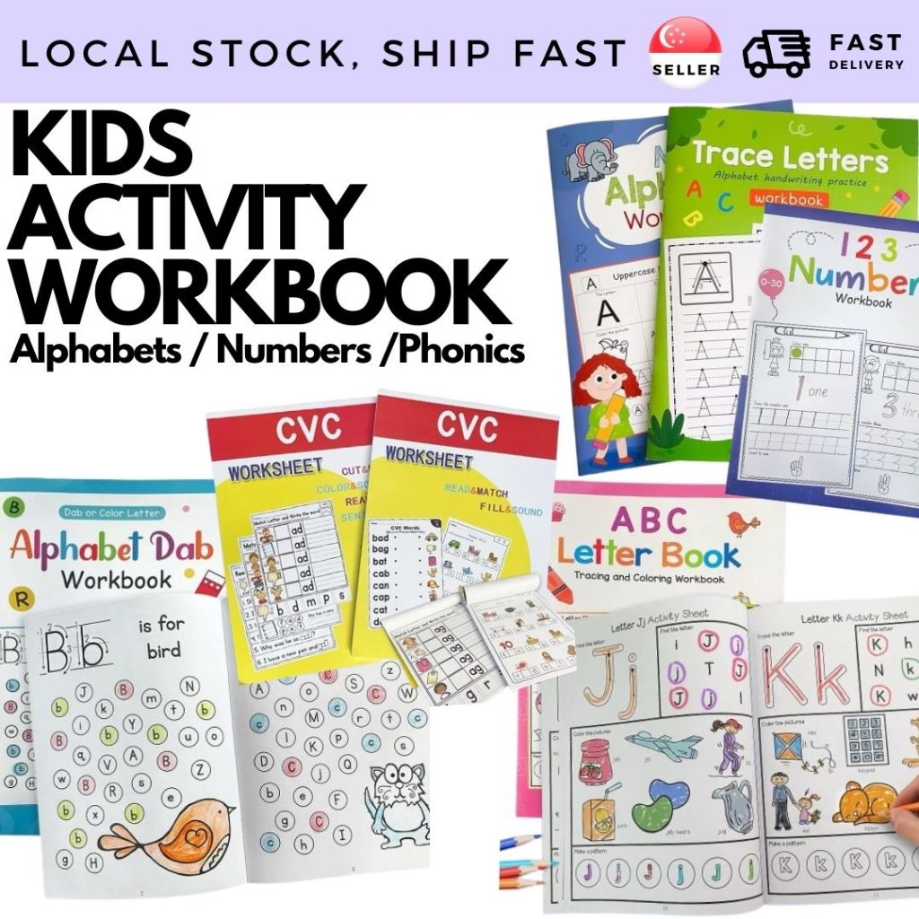 Local Kids Tracing Letters Alphabet Numbers Phonics CVC Workbook ...