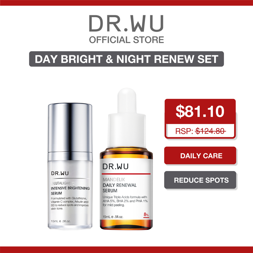 [DR. WU] Day Bright & Night Renew Set-Daily Care(Glutalight Serum 15ml ...