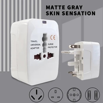 All in One Universal International Plug Adapter 2 USB Port World Travel AC Power Charger Adapter ...