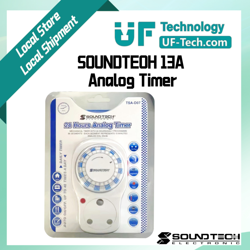 SOUNDTEOH 13A Analogue Timer 3 Pin Round Plug TSA-D07 | Shopee Malaysia