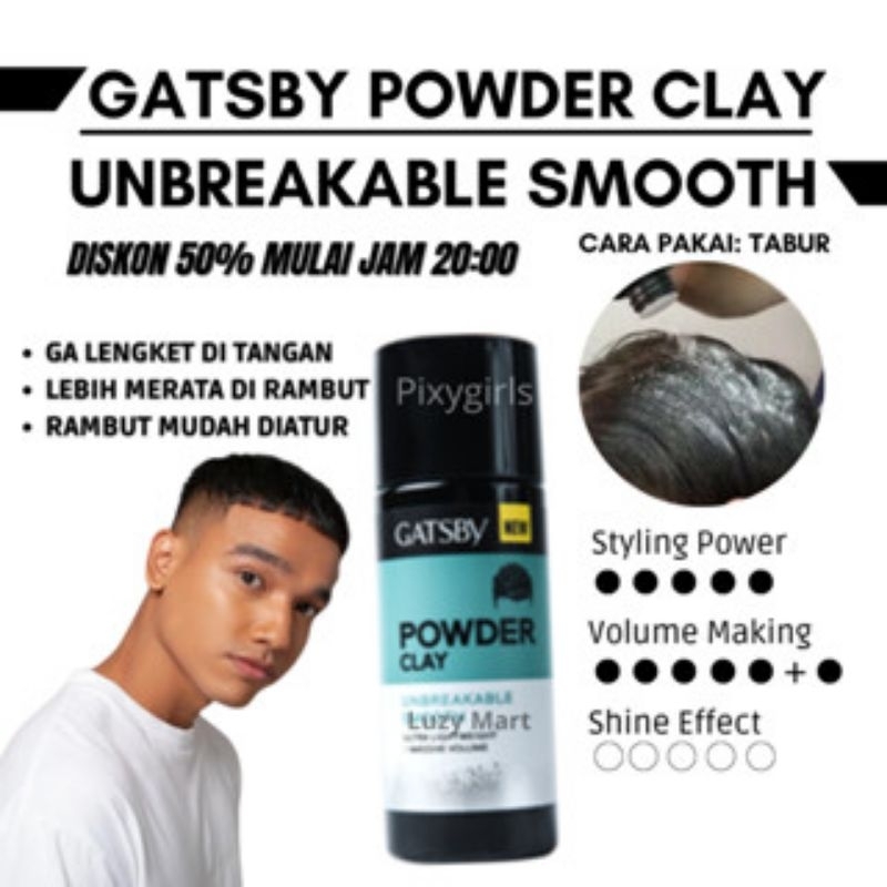 GATSBY Powder Clay Unbreakable Smooth 20g | Shopee Malaysia
