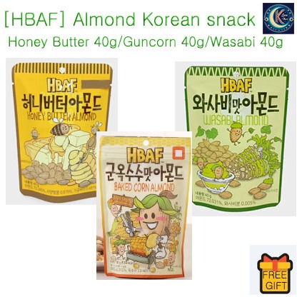 [HBAF] Almond Korean snack, Honey Butter 40g / Guncorn 40g / Wasabi 40g | Shopee Malaysia