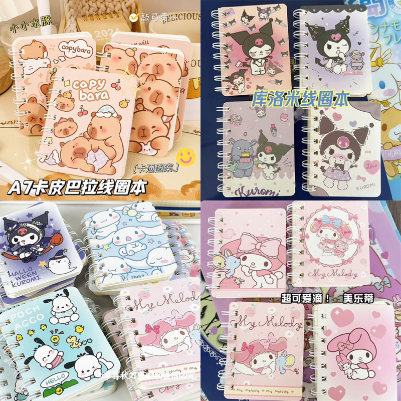 【1pcs】 Sanrio Capybara A7 Mini Notebook Kuromi Melody Cinnamon Pom Pom ...