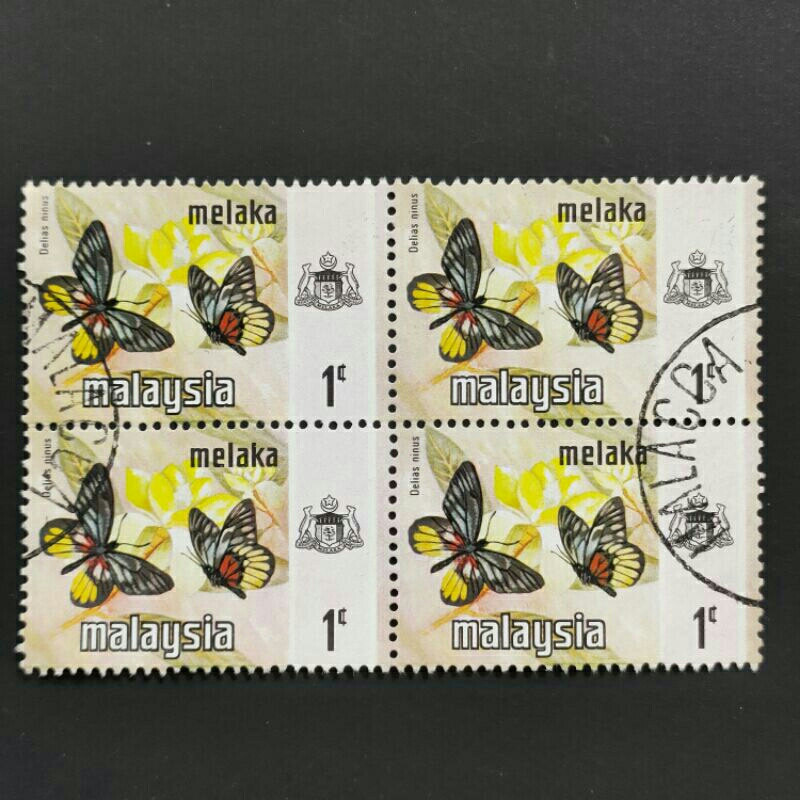 1971 Stamp Malacca-Block of 4-Used Stamp-1c Malayan Jezebel & 2c Black ...