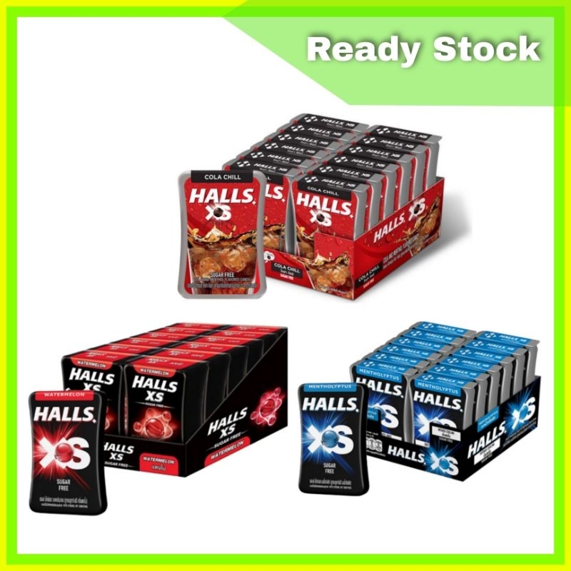 Halls XS Sugar Free Outer Family Range (23's x 12) COLA CHILL / WATERMELON / MENTHOLYPTUS ...