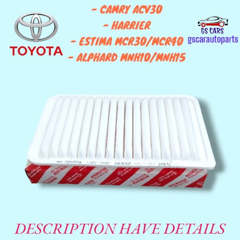 Ready stock Toyota engine air filter camry acv30/Harrier mcu30/Alphard ...