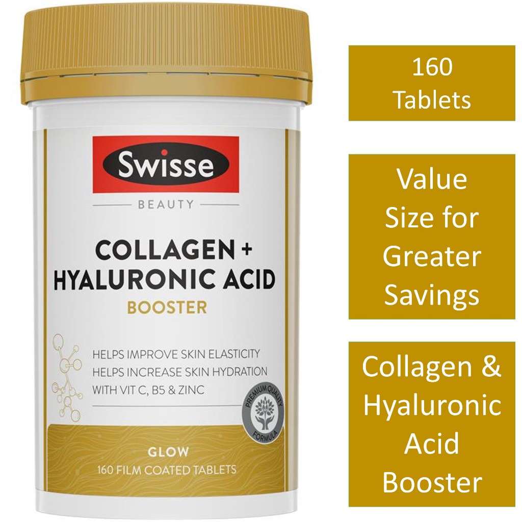 Swisse Beauty Collagen + Hyaluronic Acid Booster 160 Tablets Value Pack ...